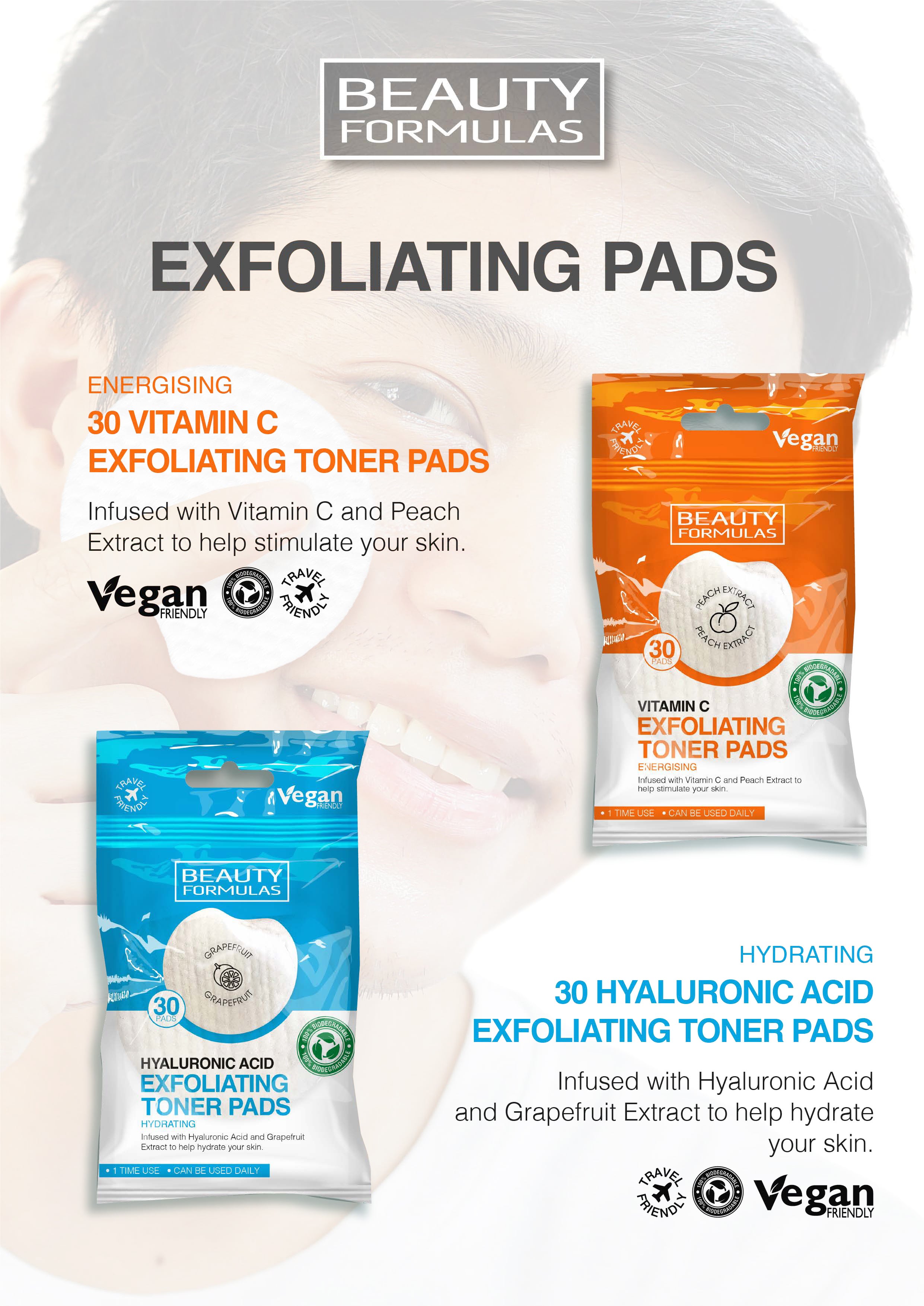 Beauty Formulas Exfoliating Toner Pads 30s (Hydrating/Revitalize ...