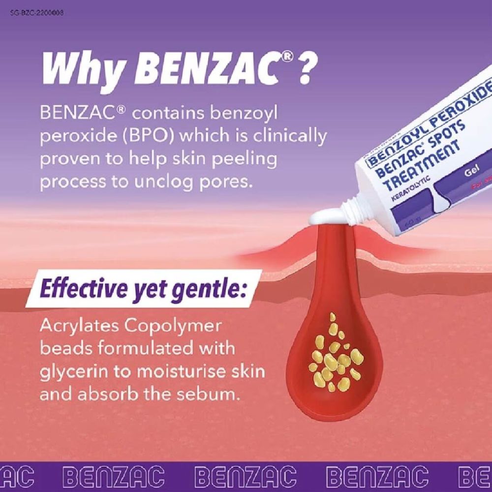 BENZAC Spots Treatment 10% (Anti-Acne + Pimple Gel Cream With Benzoyl ...