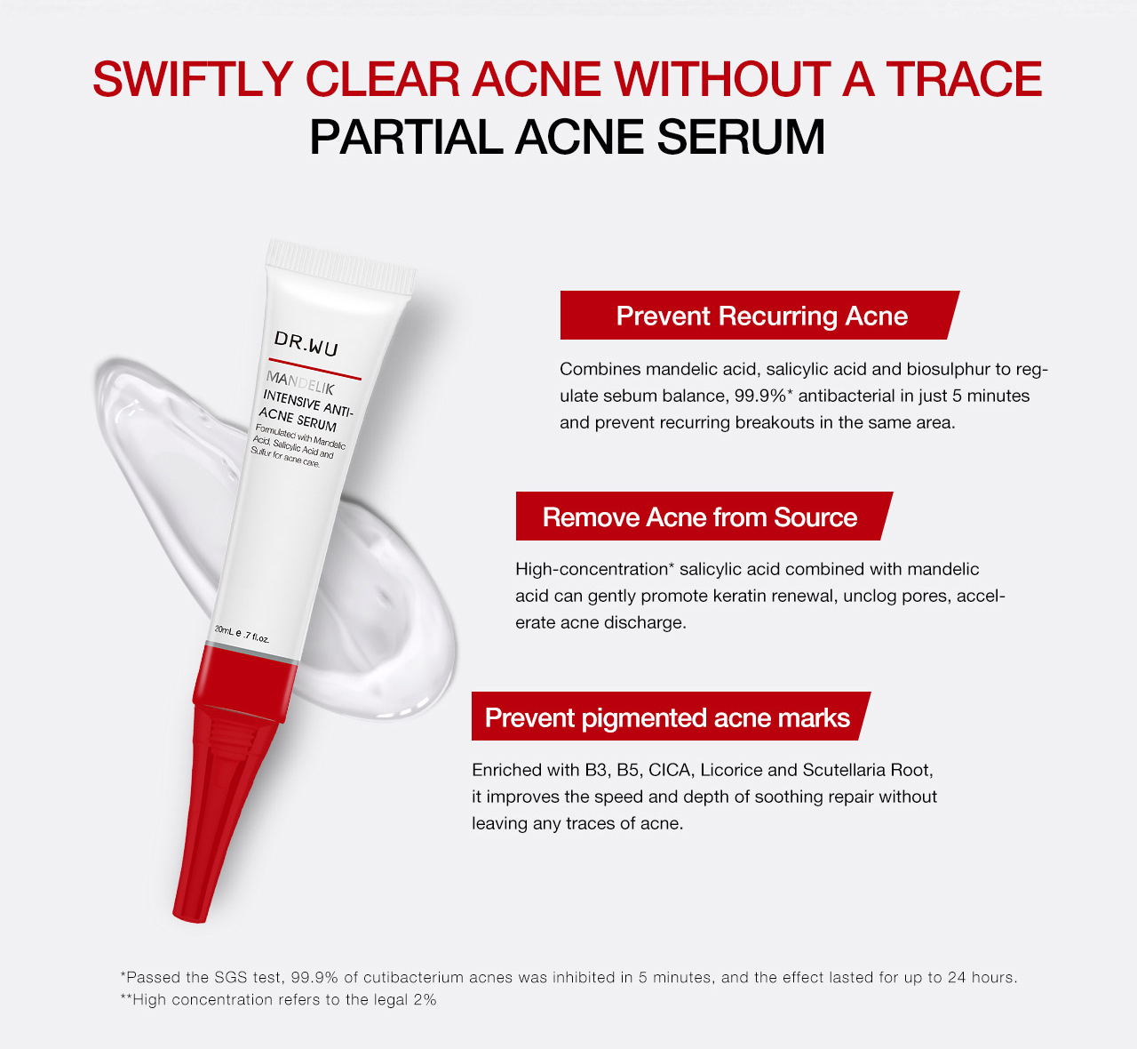 [DR WU] Mandelik Intensive Anti-Acne Serum 20ml - 99.9% Antibacterial ...