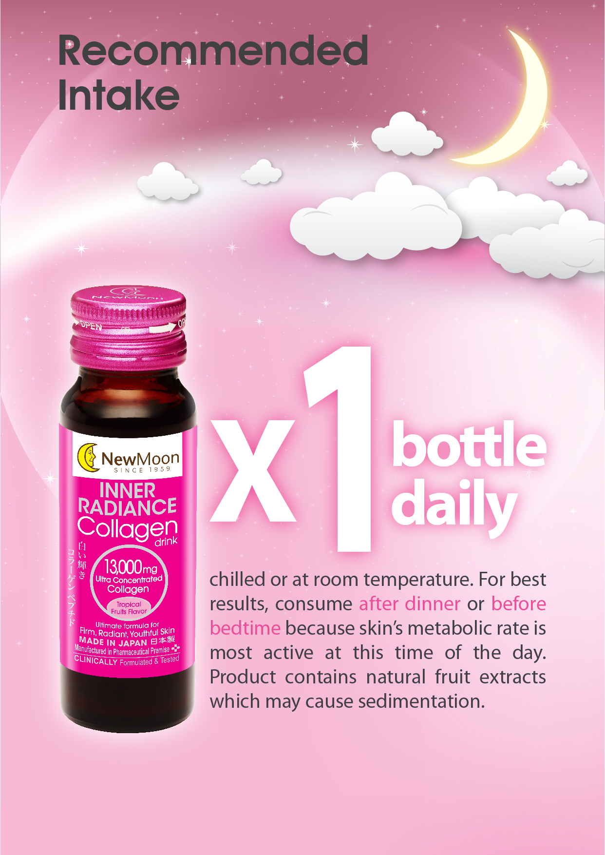 New Moon Inner Radiance Collagen Drink 13000mg 50ml x 10 bottles ...