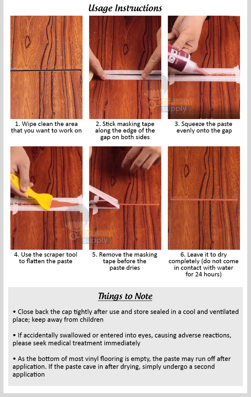Vinyl Flooring Waterproof Seaming Repair Paste Gap Grout Filler Wood ...