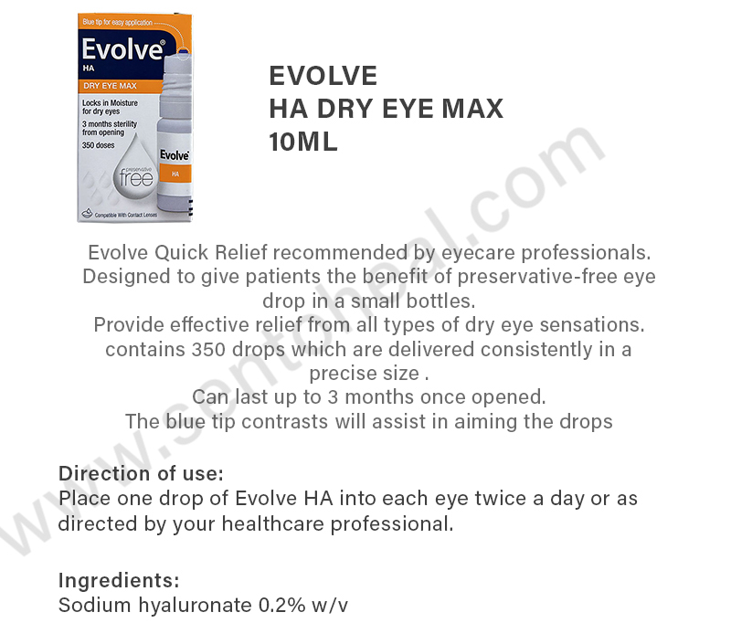 Evolve HA Dry Eye Max / Quick Relief eye drops 10ml - Carmellose eye ...