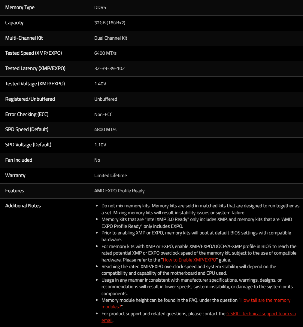 G.SKILL Trident Z5 Neo RGB 32GB (2x16GB) 6400MHz (AMD Expo) DDR5 Desktop RAM / Memory - Matte ...