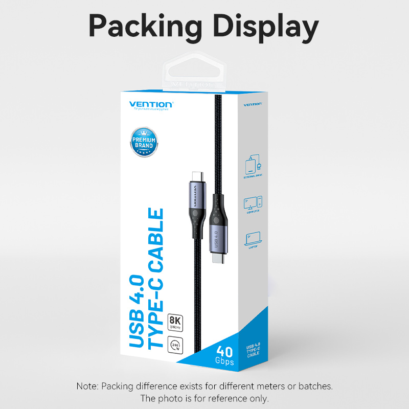 Vention Type C Cable PD 240W 5A USB4.0 Mulitfunctional USB C to USB C ...