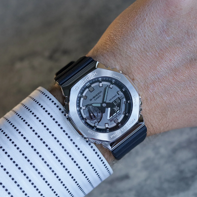 [Creationwatches] Casio G-Shock Metal Covered Analog Digital Resin Strap Quartz GM-2100-1A ...