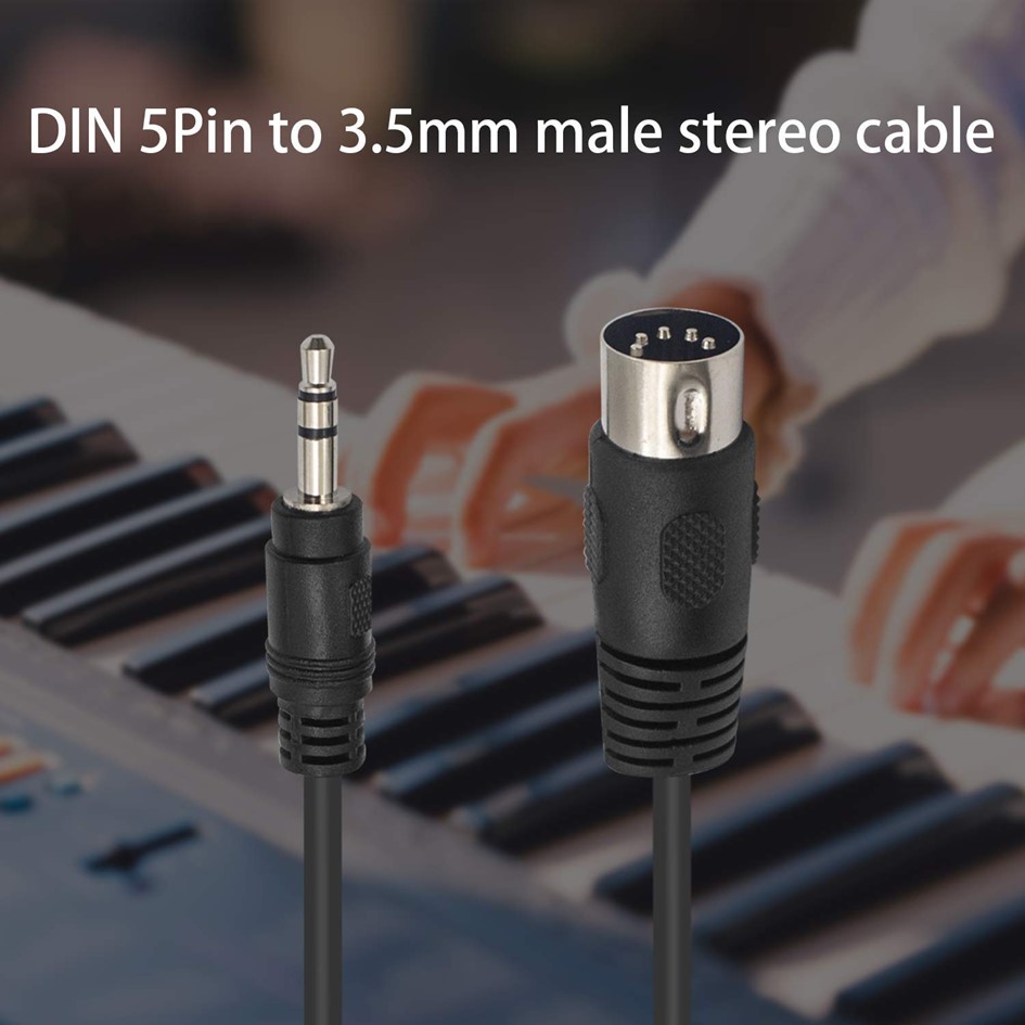 MIDI Cable , 3.5mm Stereo Male Jack to 5 Pin Din plug Converter Audio ...