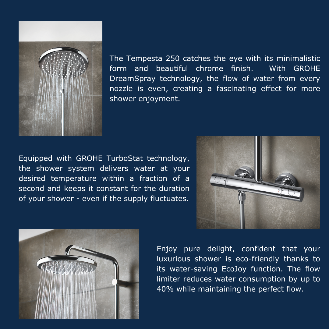 GROHE Tempesta Cosmopolitan 250 Shower System with Thermostatic Shower ...