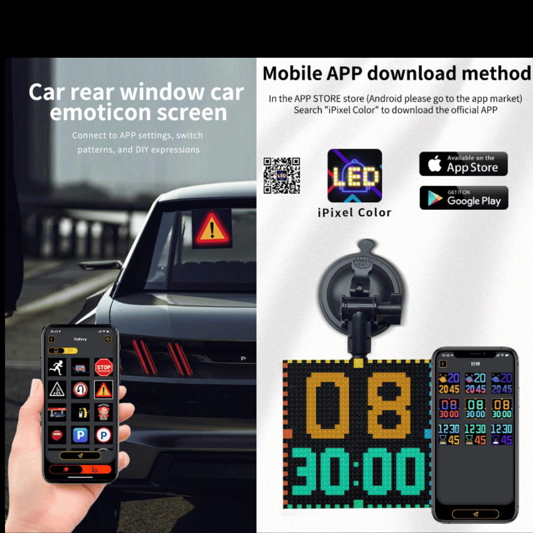 Multi-Purpose Car Window Mobile App Control LED Pixel Animated Display ...
