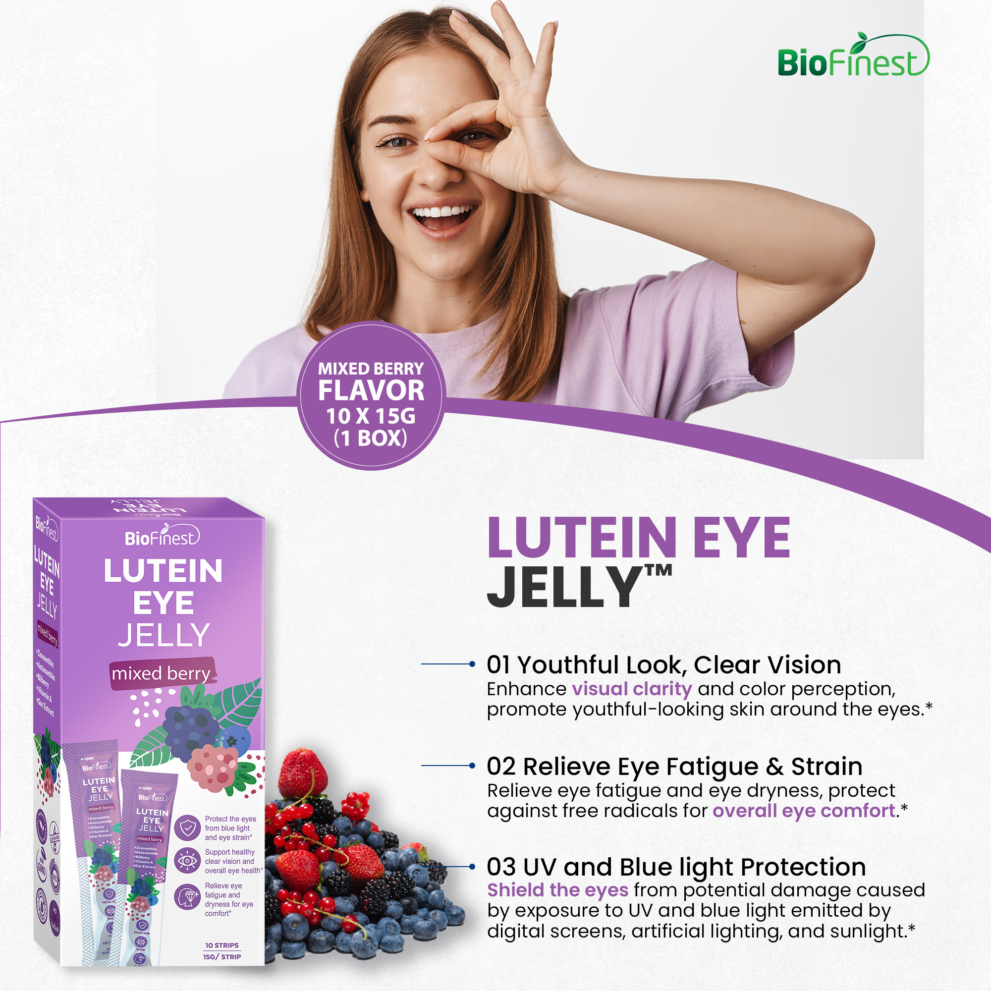 Biofinest Lutein Eye Jelly Supplement - 5:1 Lutein Zeaxanthin Bilberry ...