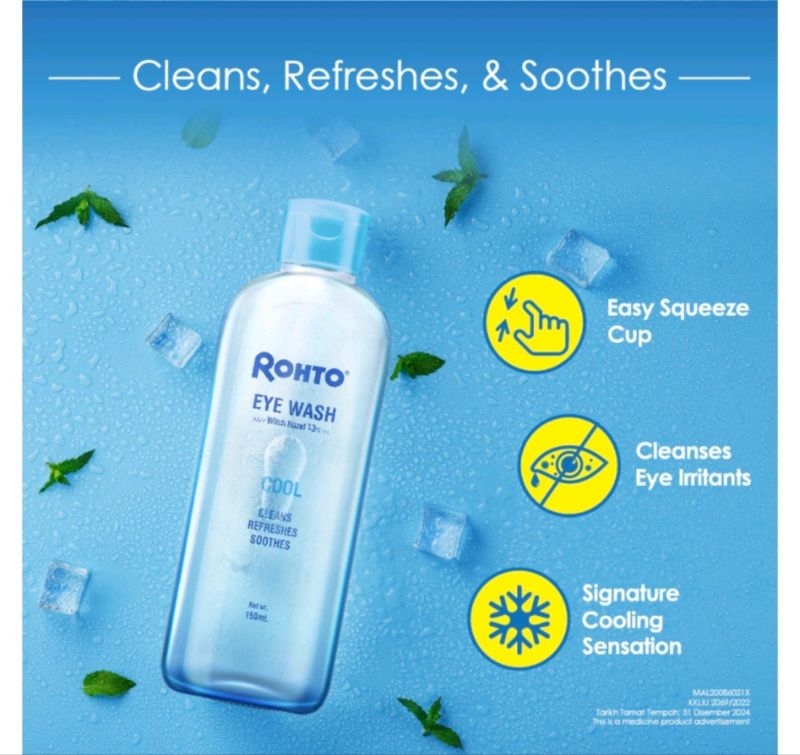 Rohto Cool Eye Wash 150ml [Refresh / Cleanse Eye Irritation/ Cooling ...
