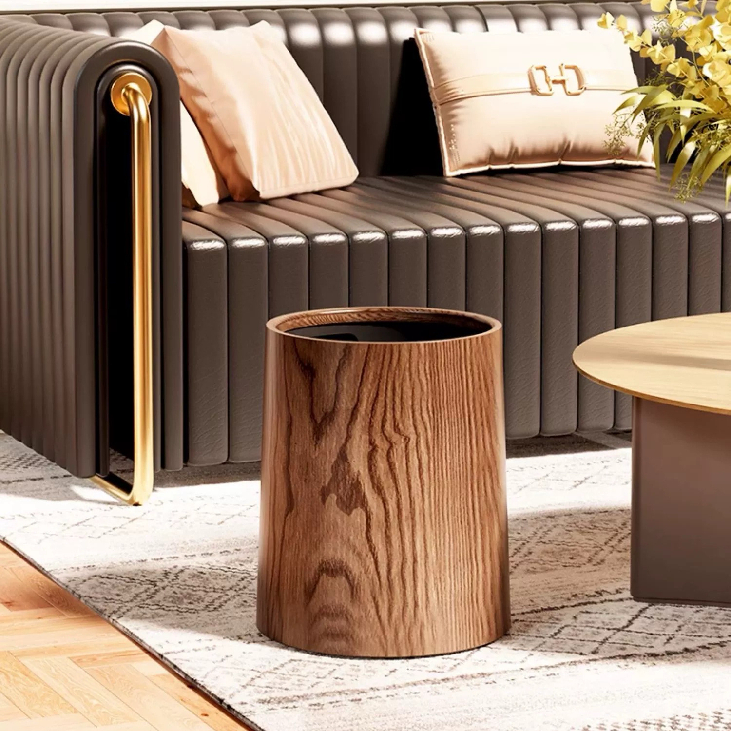 CLEARANCE! Marble/ Wood-look Waste Bin Dustbin Trashbin for kitchen ...