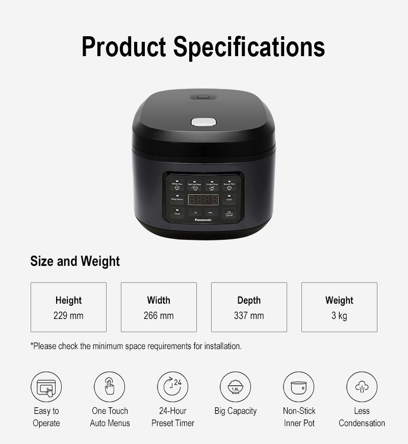 Panasonic Fuzzy Logic 1.8L Micom Rice Cooker with 1.2mm Binchotan ...