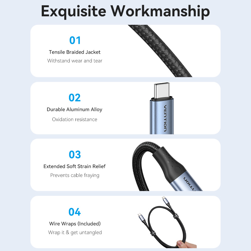 Vention Type C Cable PD 240W 5A USB4.0 Mulitfunctional USB C to USB C ...