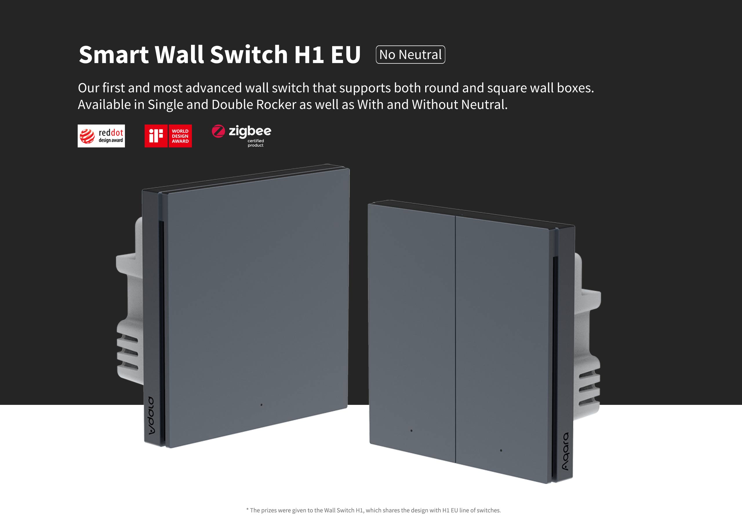 AQARA Smart Wall Switch H1 Grey with 1 And 2 Gang Rocker Smart Light ...