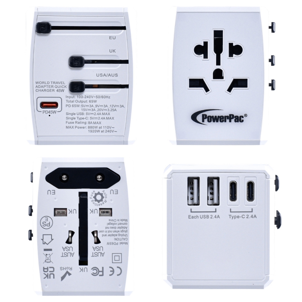 PowerPac Multi Travel Adapter USB Charger | USB-A | USB-C (PP7980 ...