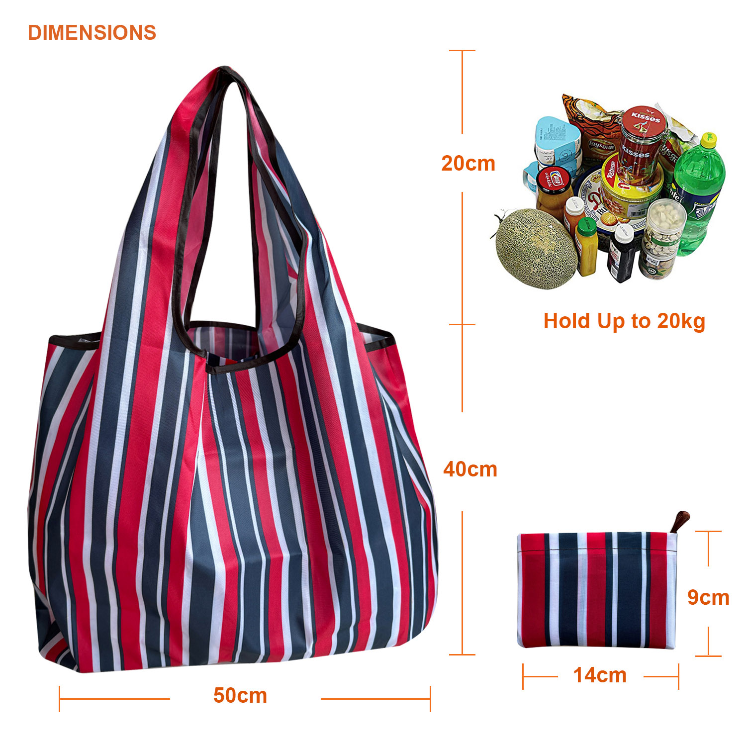 Foldable Reusable Recycled Grocery Eco Bags Lightweight Large Capacity ...