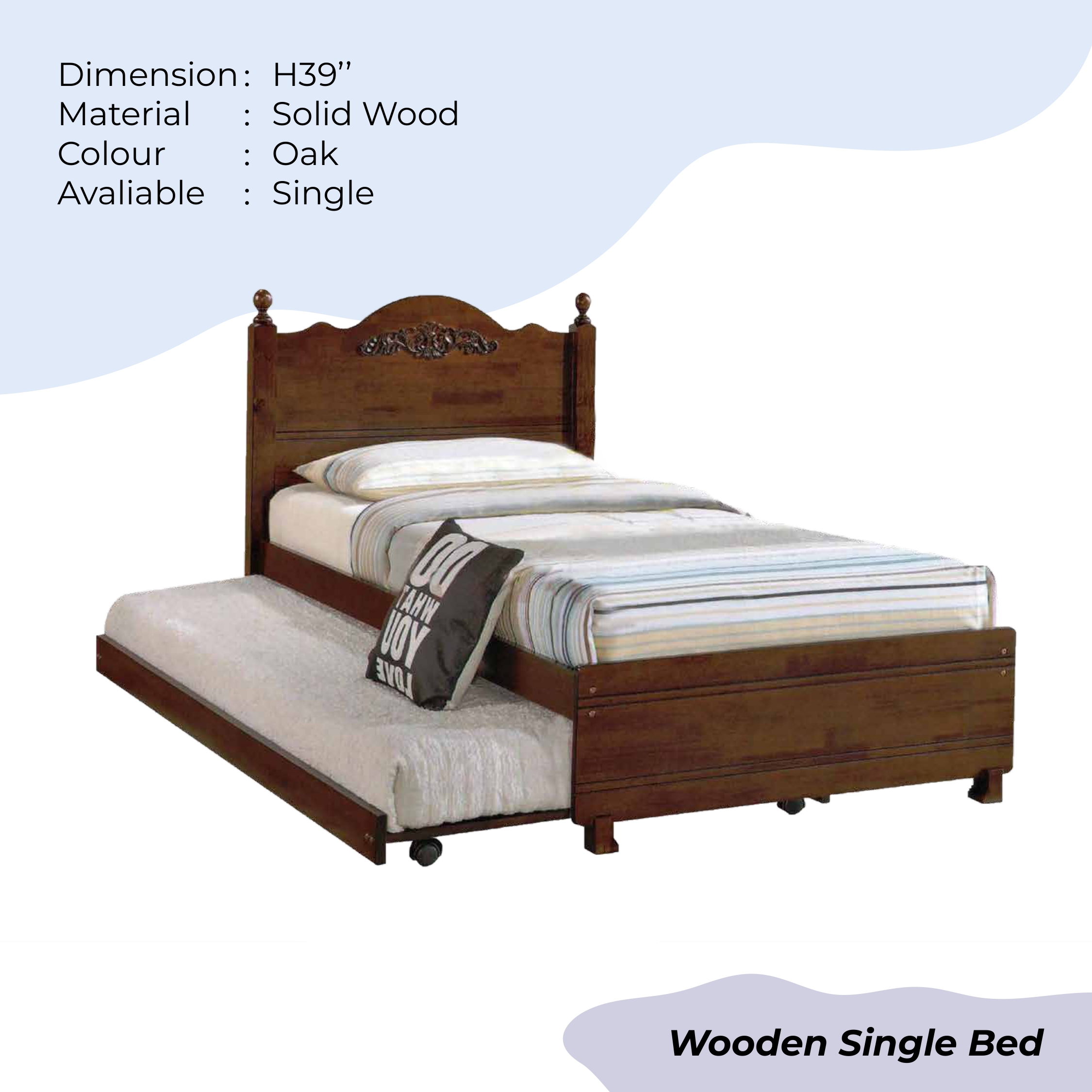 WOODEN BED / SINGLE BED / PULL OUT BED / BEDFRAME WITH PULL OUT / SOLID ...