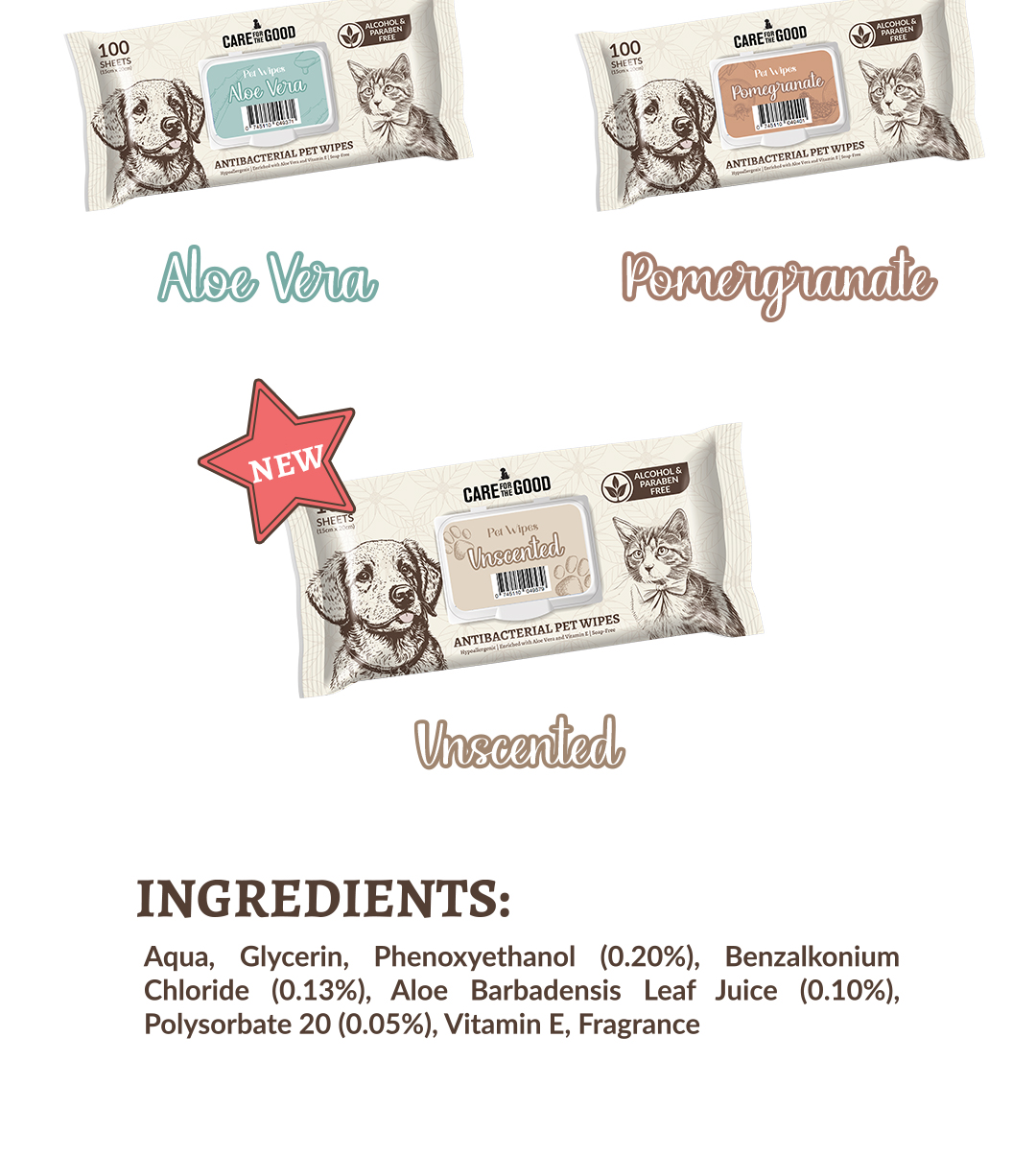 Care For The Good | CFTG - Antibacterial Pet Wipes 100pc for Cats, Dogs ...