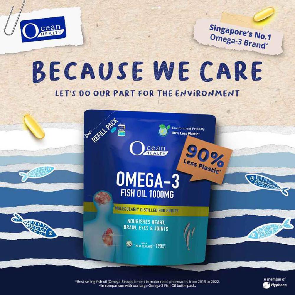 OCEAN HEALTH Omega-3 Fish Oil Softgel 1000mg Refill Pack (For Heart ...
