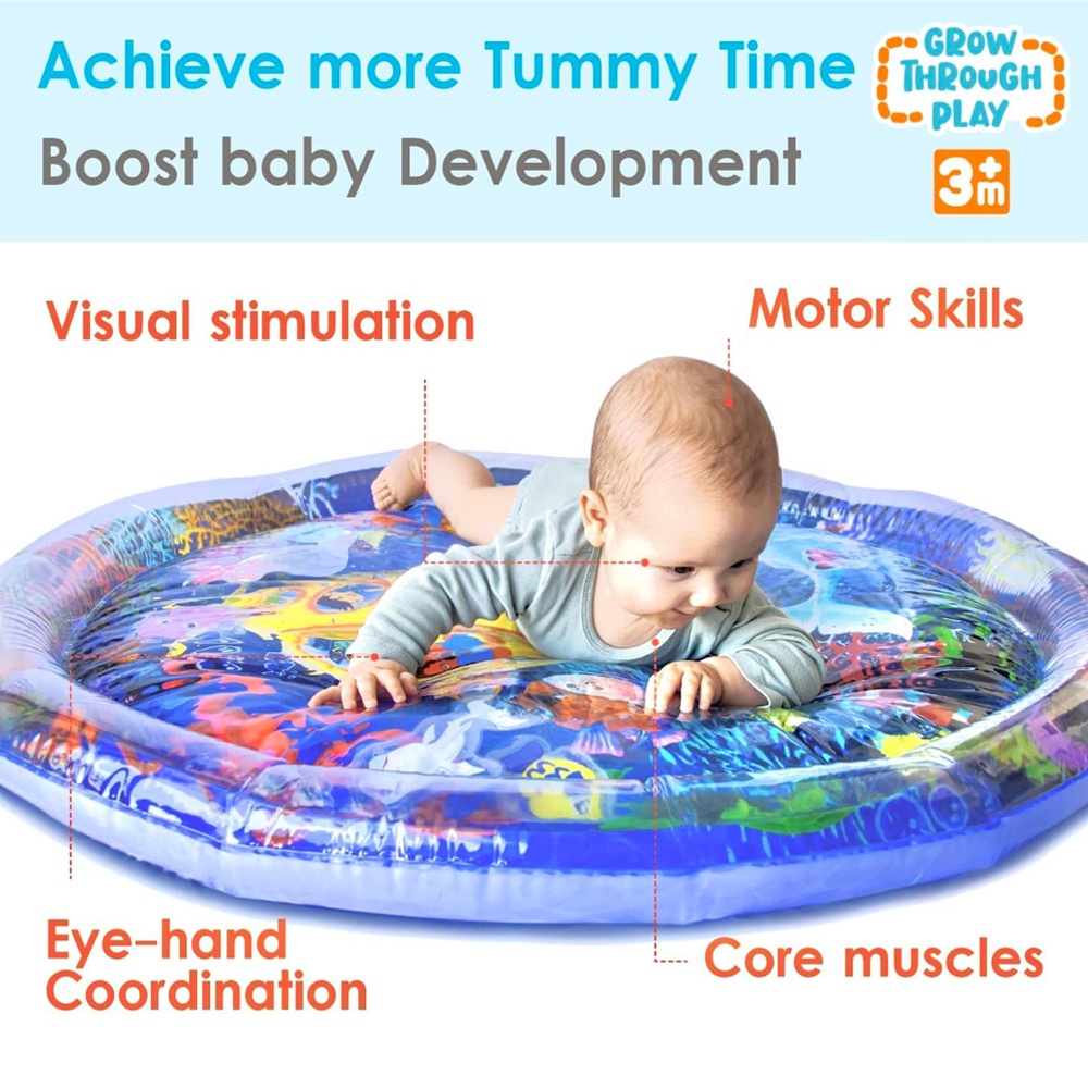 Baby Water PlayMat Inflatable for Floor Activity and Tummy Time thick ...