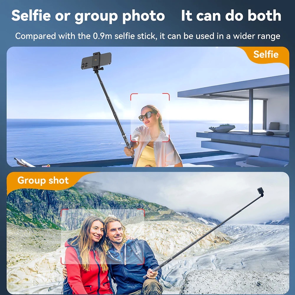 TELESIN 1.2m Adjustable Carbon Fiber Selfie Stick For Action Camera ...