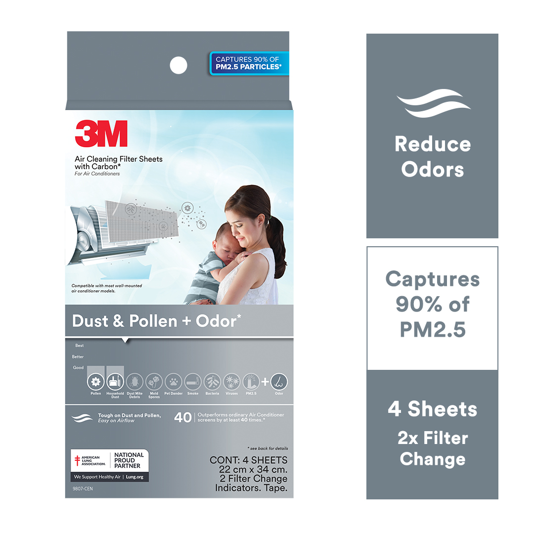 3M Filtrete Dust Pollen+Odour Aircon Filter Silver (22 X 34 cm ...