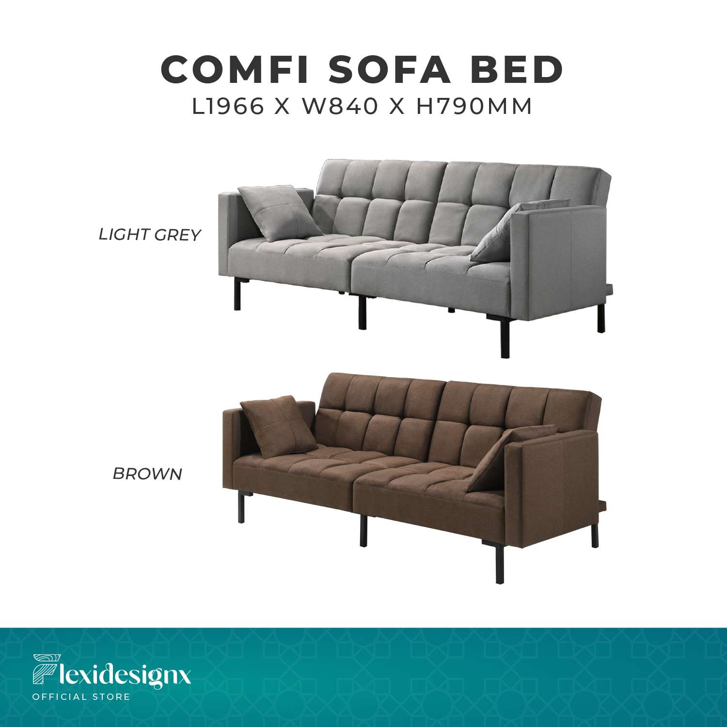 Sofa Bed Grey/ 3 Seater Sofa / Sofa Chair / 2 Seater Sofa / Sleeping Sofa Flexidesignx COMFI ...