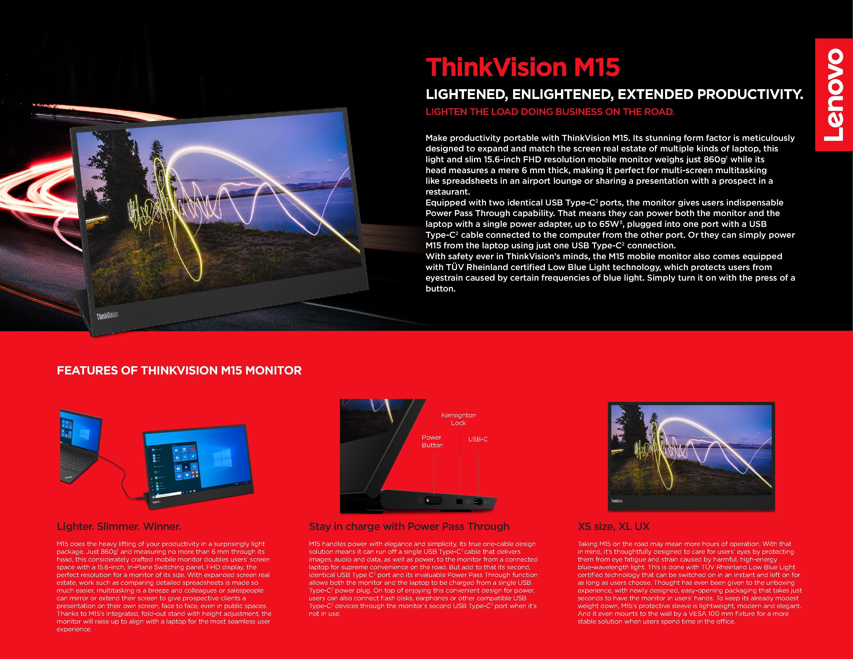 LENOVO ThinkVision M15 15.6 LENOVO ThinkVision M15 15.6