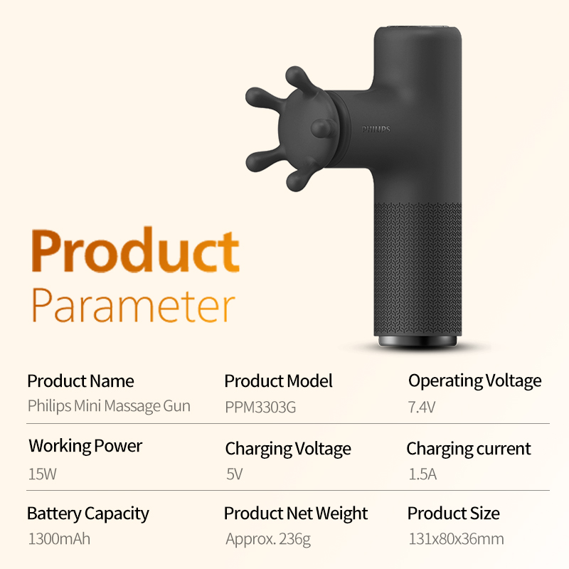 Philips Black Mini Massage Gun Super Light Portable Fascia Gun for ...