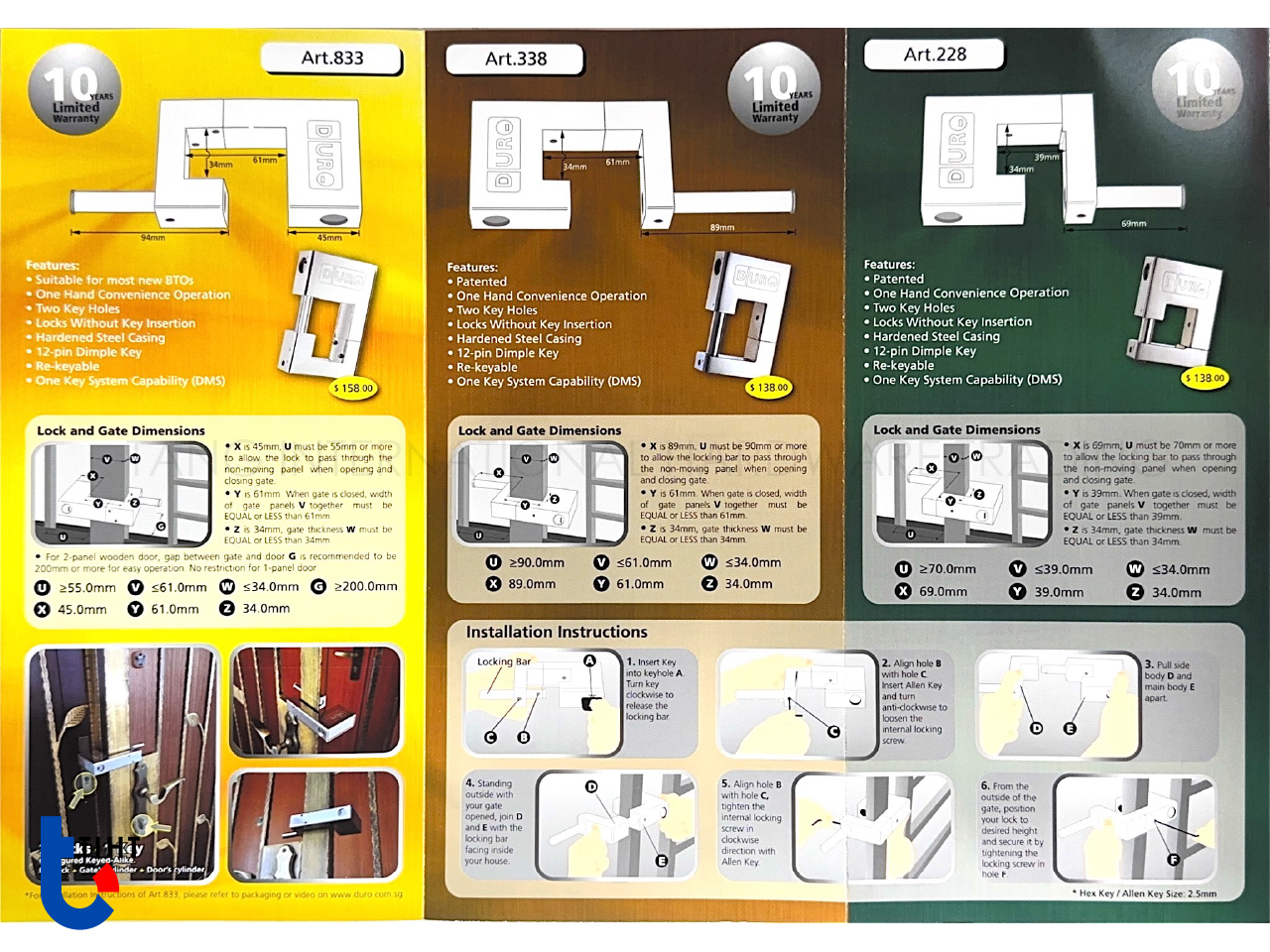 Duro Padlock / HDB Gate Padlock / Armoured Padlock | Shopee Singapore