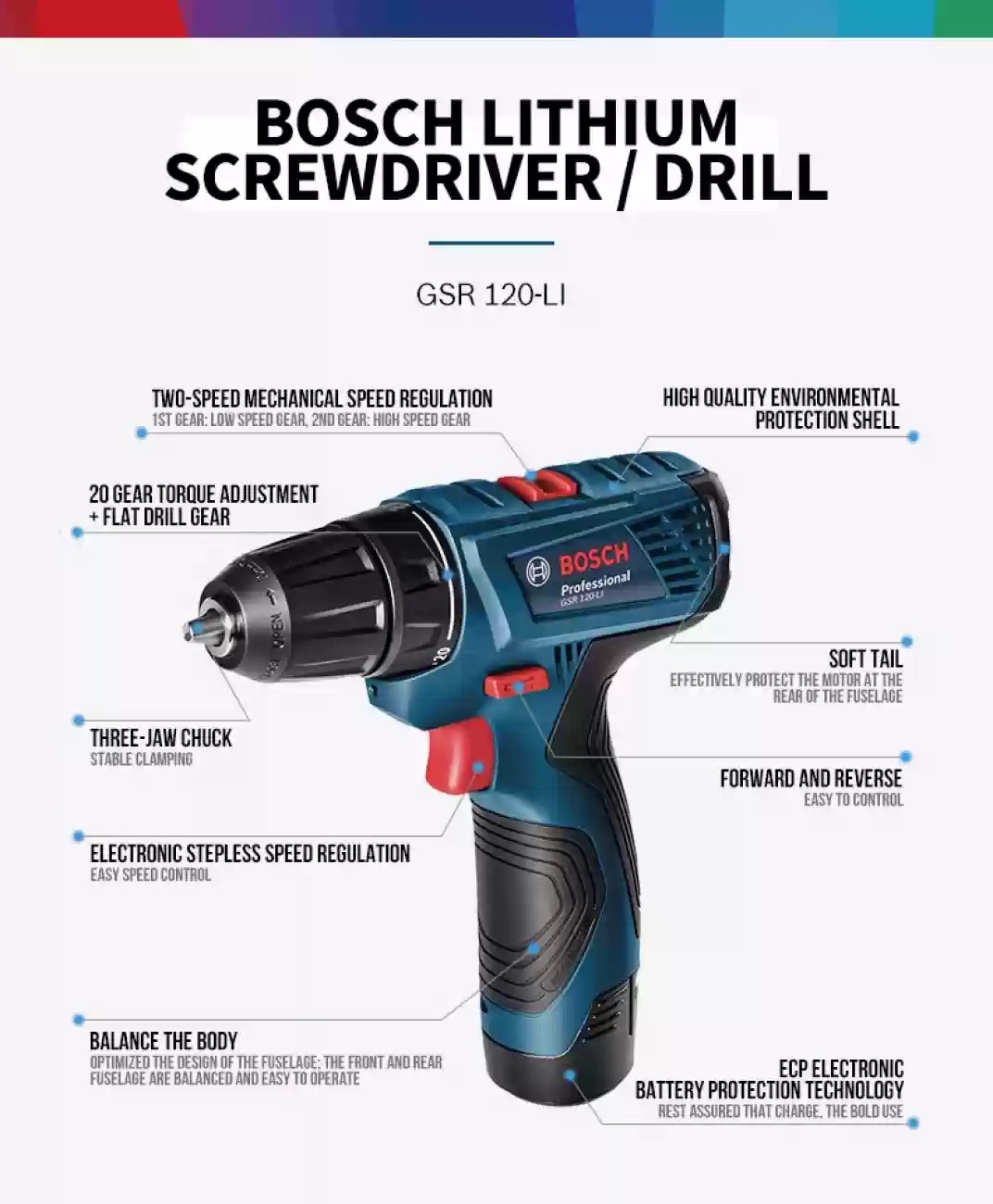 (SG Ready Stock)BOSCH GSR120-Li 12V Cordless Drill Driver 2.0Ah, 1pc ...