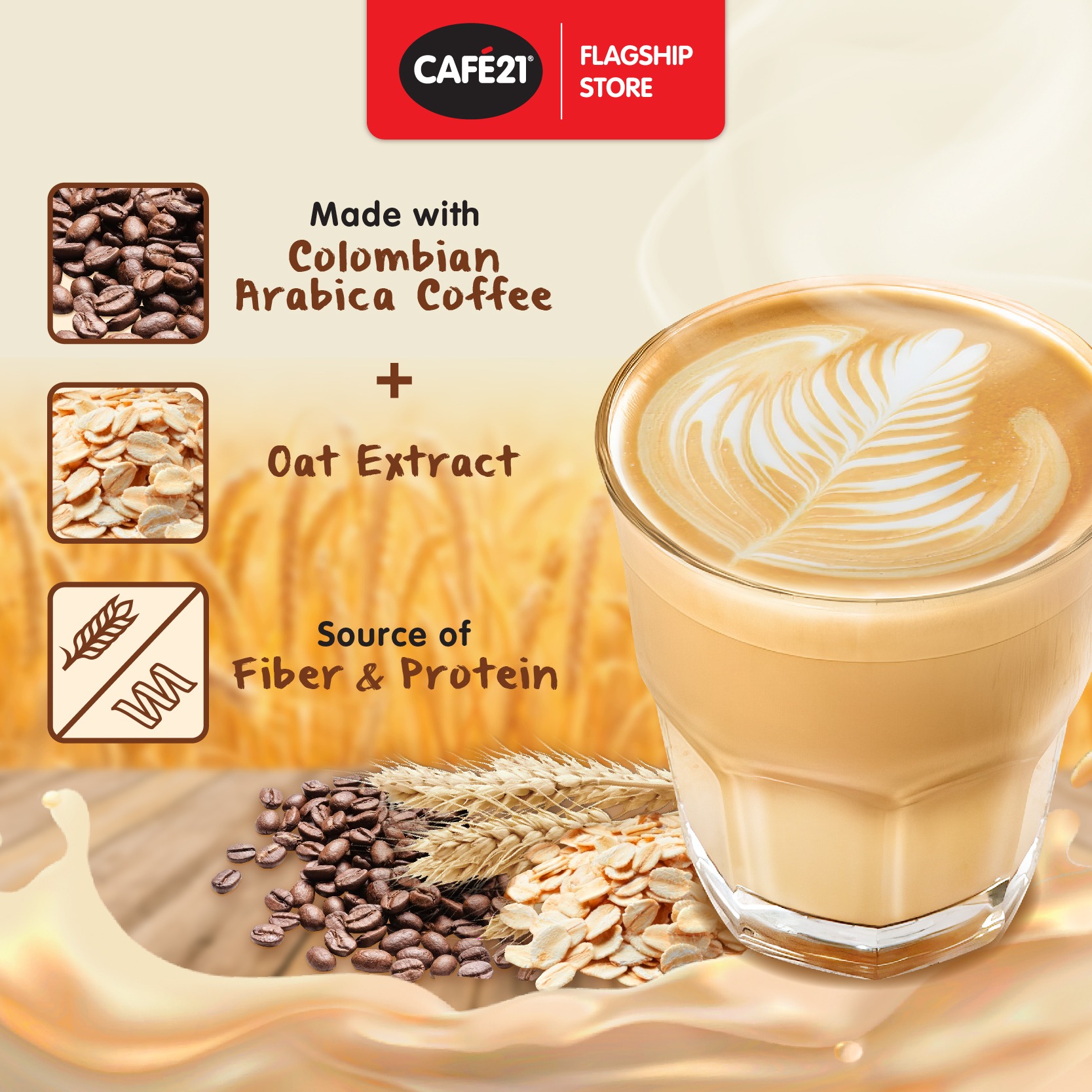 Bundle 2boxes -Cafe21 - Oat Latte Instant Coffee Mix 250g Bundle Pack ...