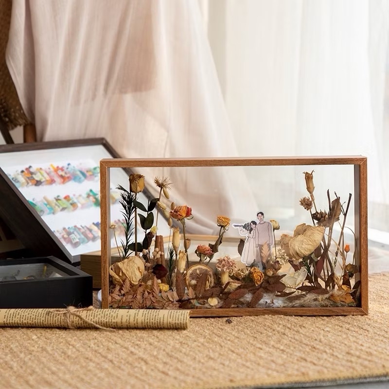 SG Stock Wooden Frame Double-Sided Transparent Art Display Box for ...