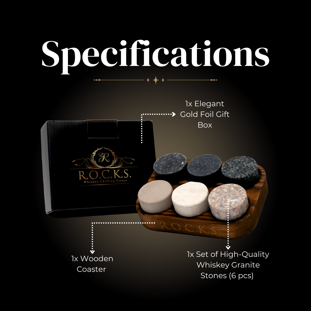 R.O.C.K.S Whiskey Rocks - Set of 6 Reusable Granite Chilling Stones ...
