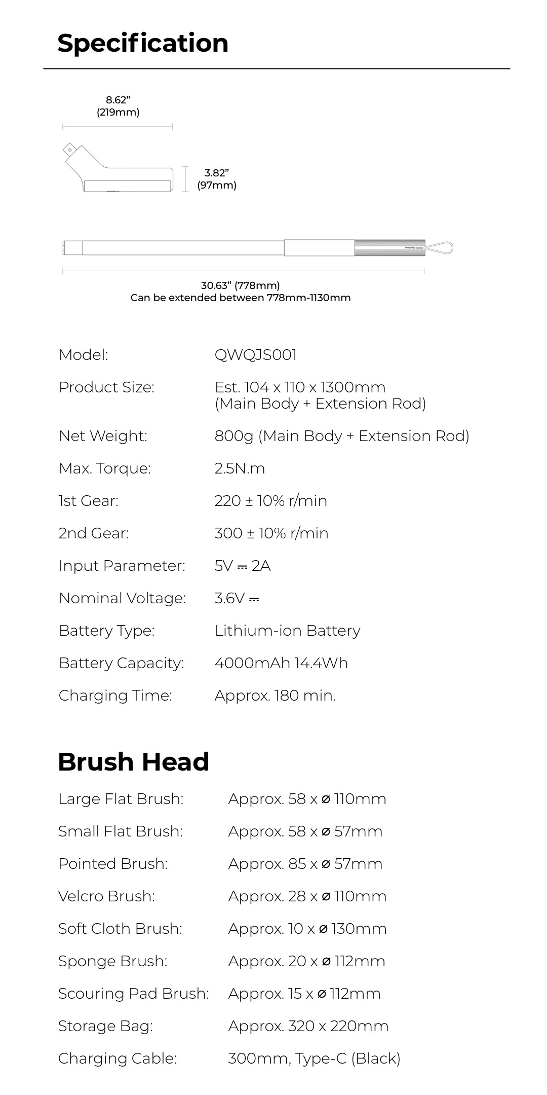 HOTO Multi-Brush Electric Spin Scrubber - Dual Speed, Multi Brushes ...