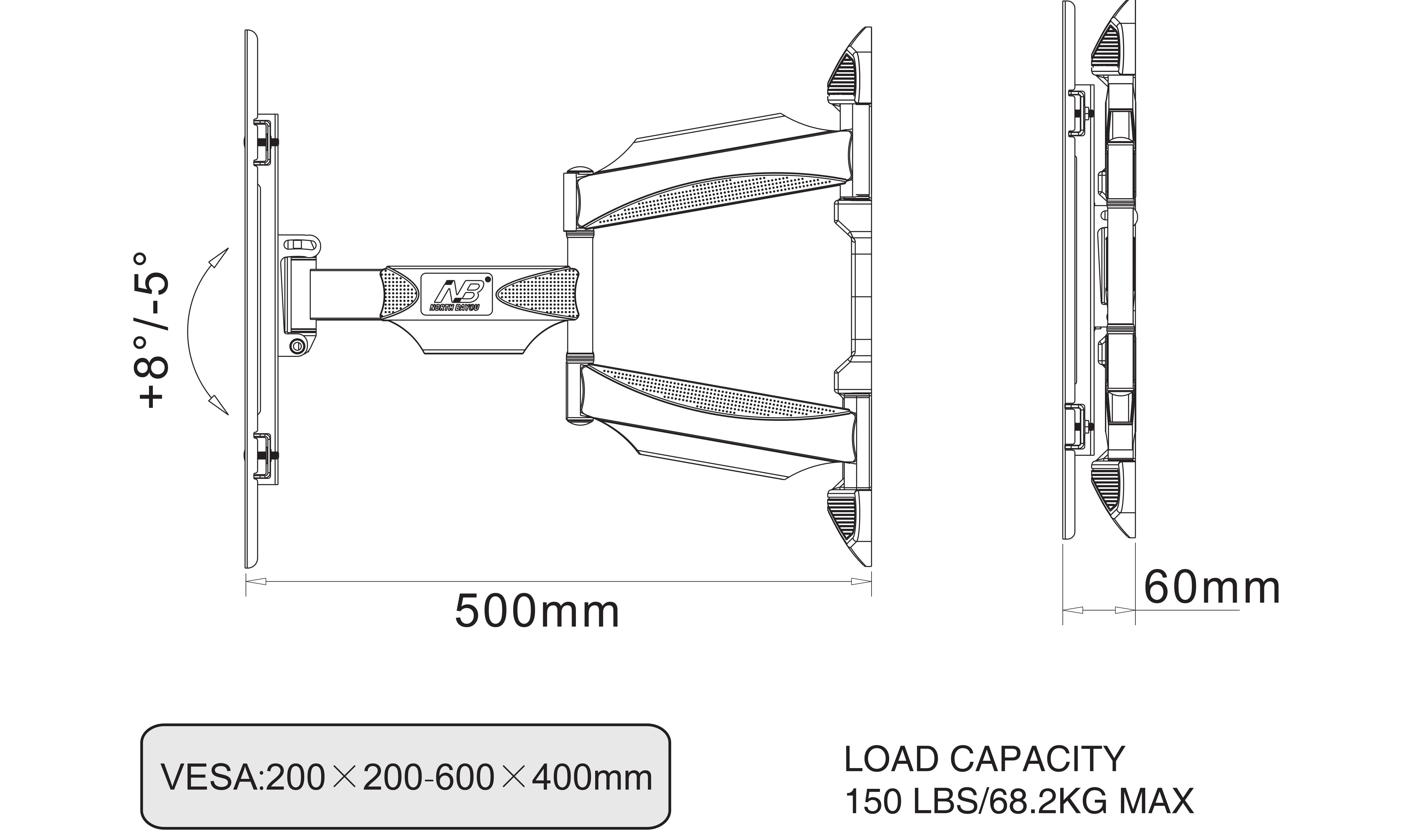 North Bayou NB P65 for 55 to 85 inch, TV Bracket, Wall Mount, Bracket ...