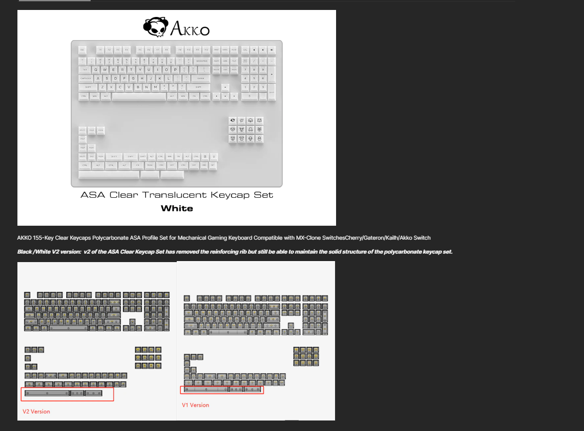AKKO - Clear Transparent Keycap Sets Green Characters (Full Transparent ...