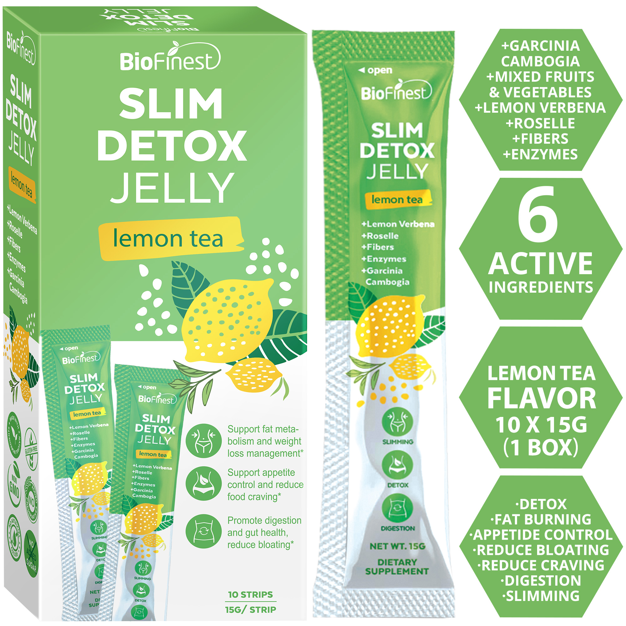 Biofinest Slim Detox Jelly Supplement - Garcinia Enzyme Fiber Fat Burning Weight Loss Digestion ...