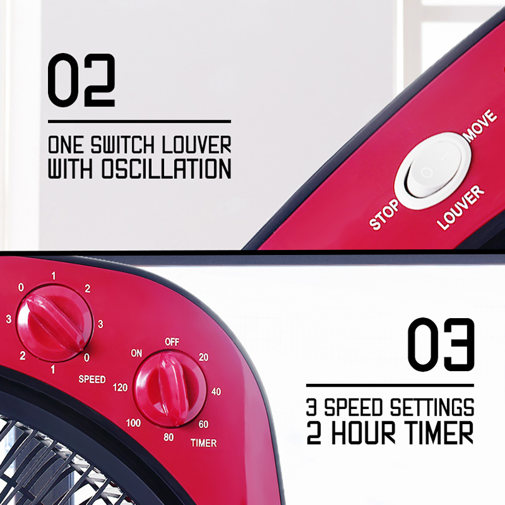 PowerPac 10" & 12" Box Fan – Adjustable Louver, Oscillation, Timer ...