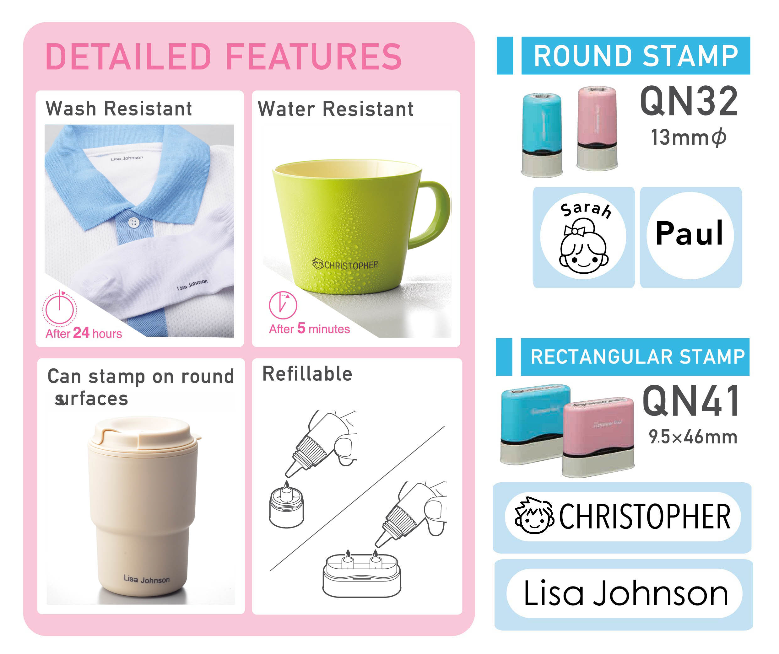 Personalized Name Stamps for Kids - High Quality Fabric Name stamp ...