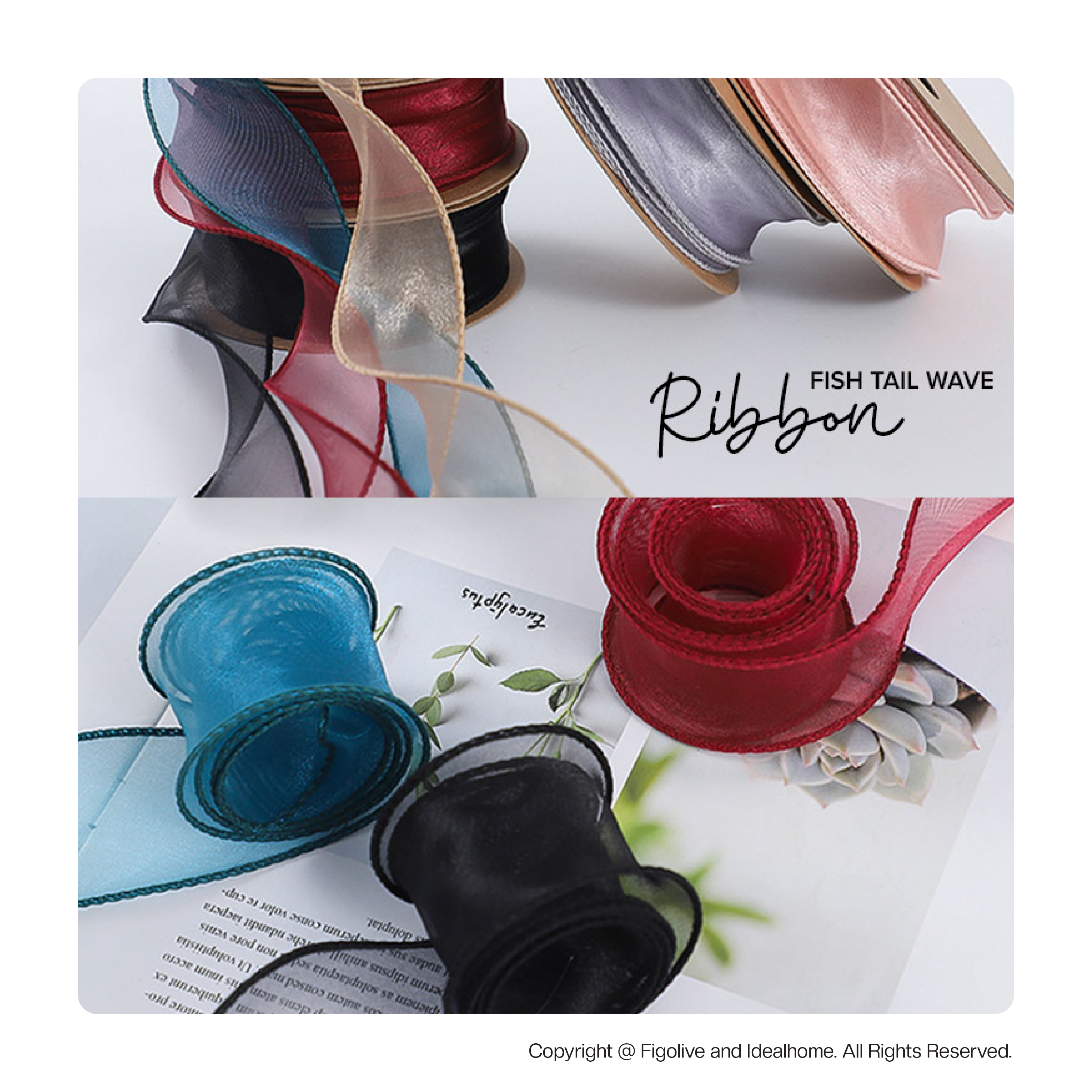 [SG Stock] 4cm wide Fish Tail Ribbon 9M per roll Organza Translucent ...