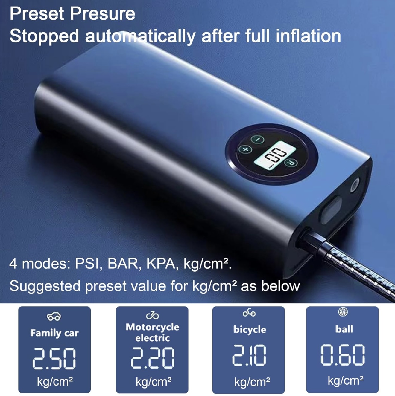 SOS Wireless Car Air Compressor Pump with Digital Display, Accurate ...