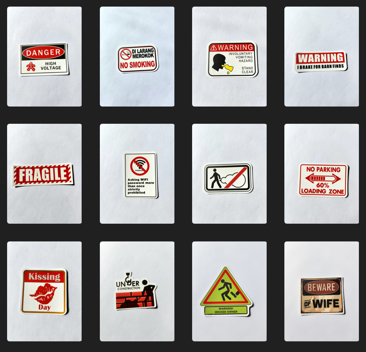Funny Cute Warning Signs Waterproof Stickers Suitable For Luggage ...