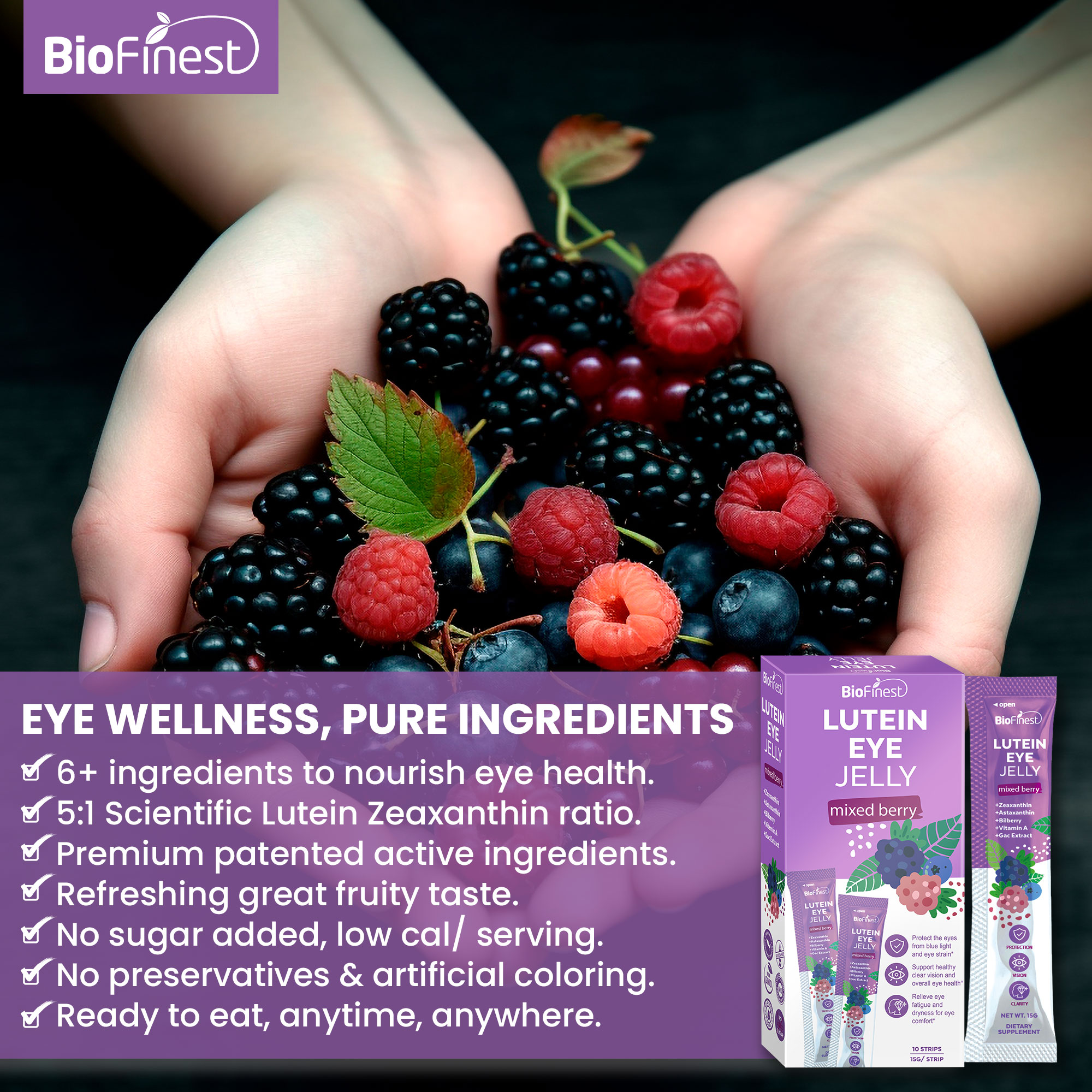 Biofinest Lutein Eye Jelly Supplement - 5:1 Lutein Zeaxanthin Bilberry ...