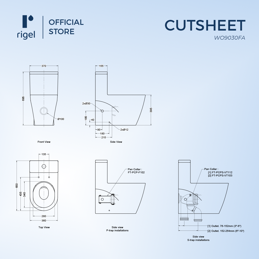 RIGEL Rimless One-piece Toilet Bowl WO9030FA Gallant | Shopee Singapore