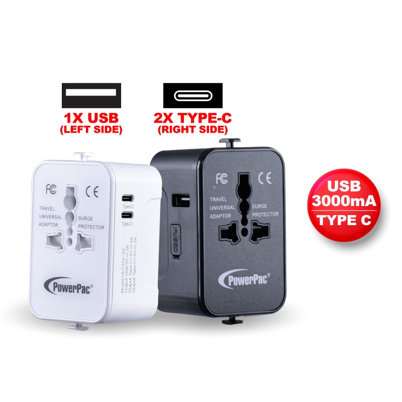 PowerPac Multi Travel Adapter USB Charger | USB-A | USB-C (PP7980 ...