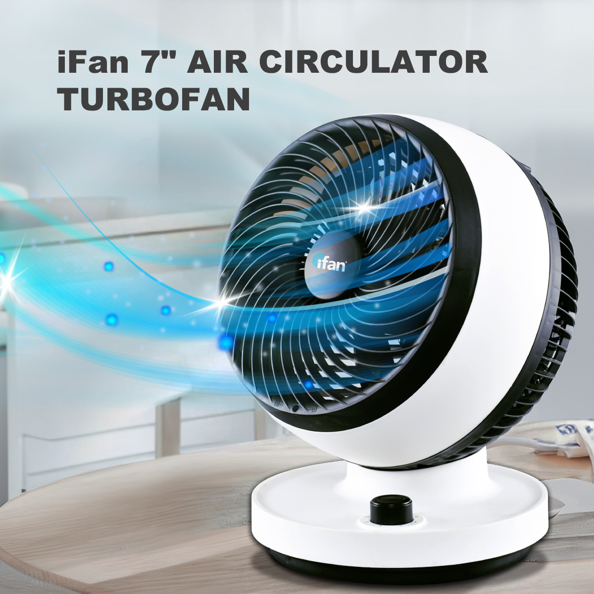 iFan 7" Air Circulator Fan - Turbo, Powerful Airflow, Desk Fan ...