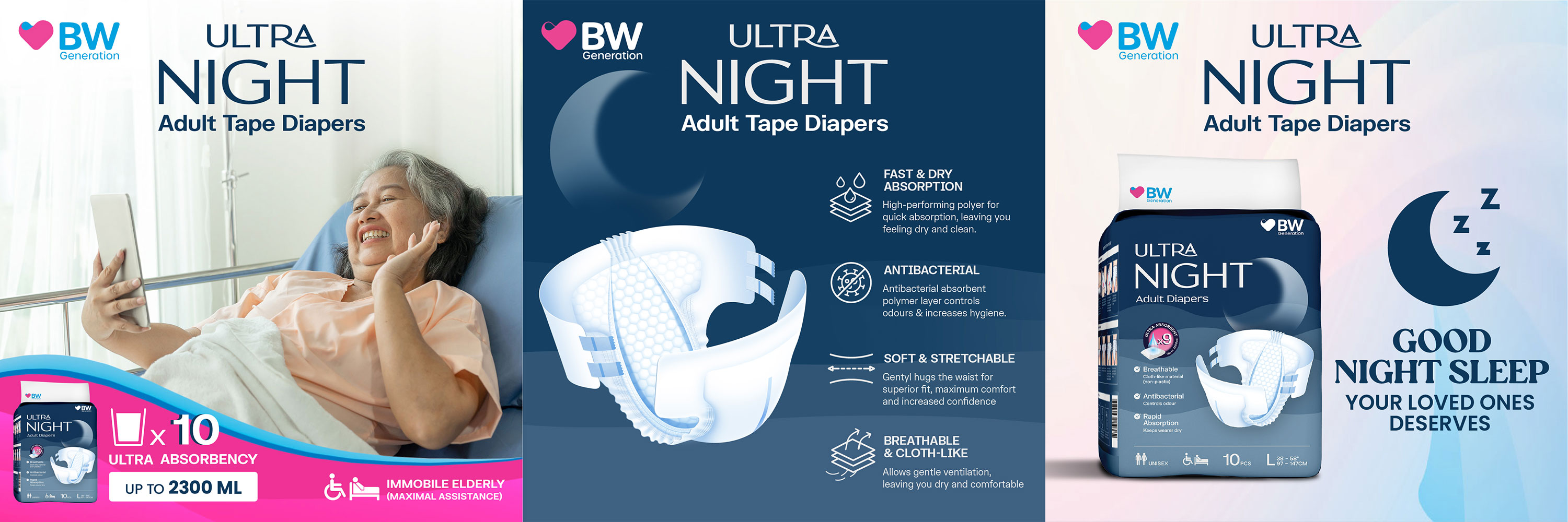 BW - Ultra Night Tape Adult Diapers Carton (10pcs/bag, Size M/L ...