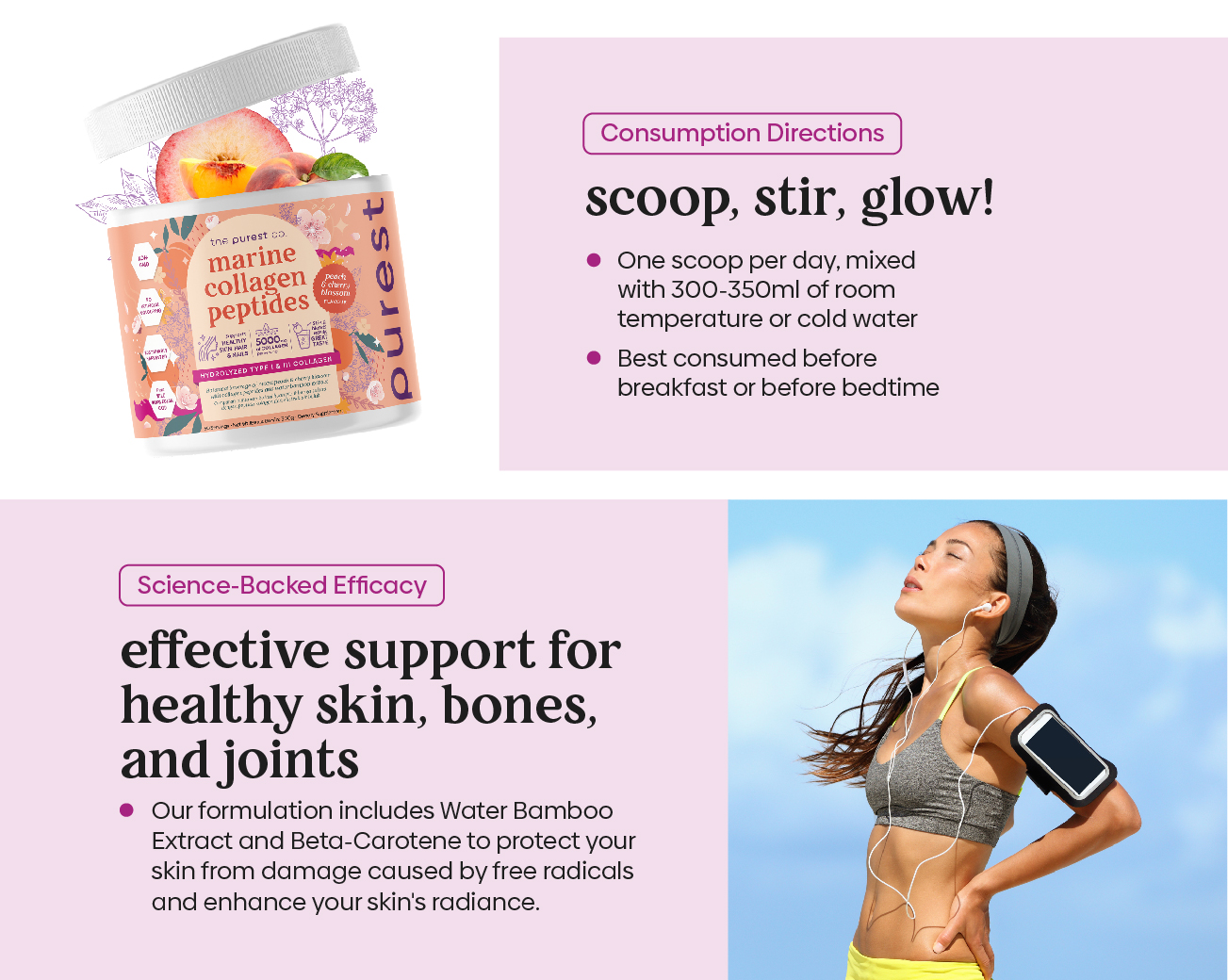 Purest Co Marine Collagen Peptides - Peach (Skin, Hair & Nail Vitality ...