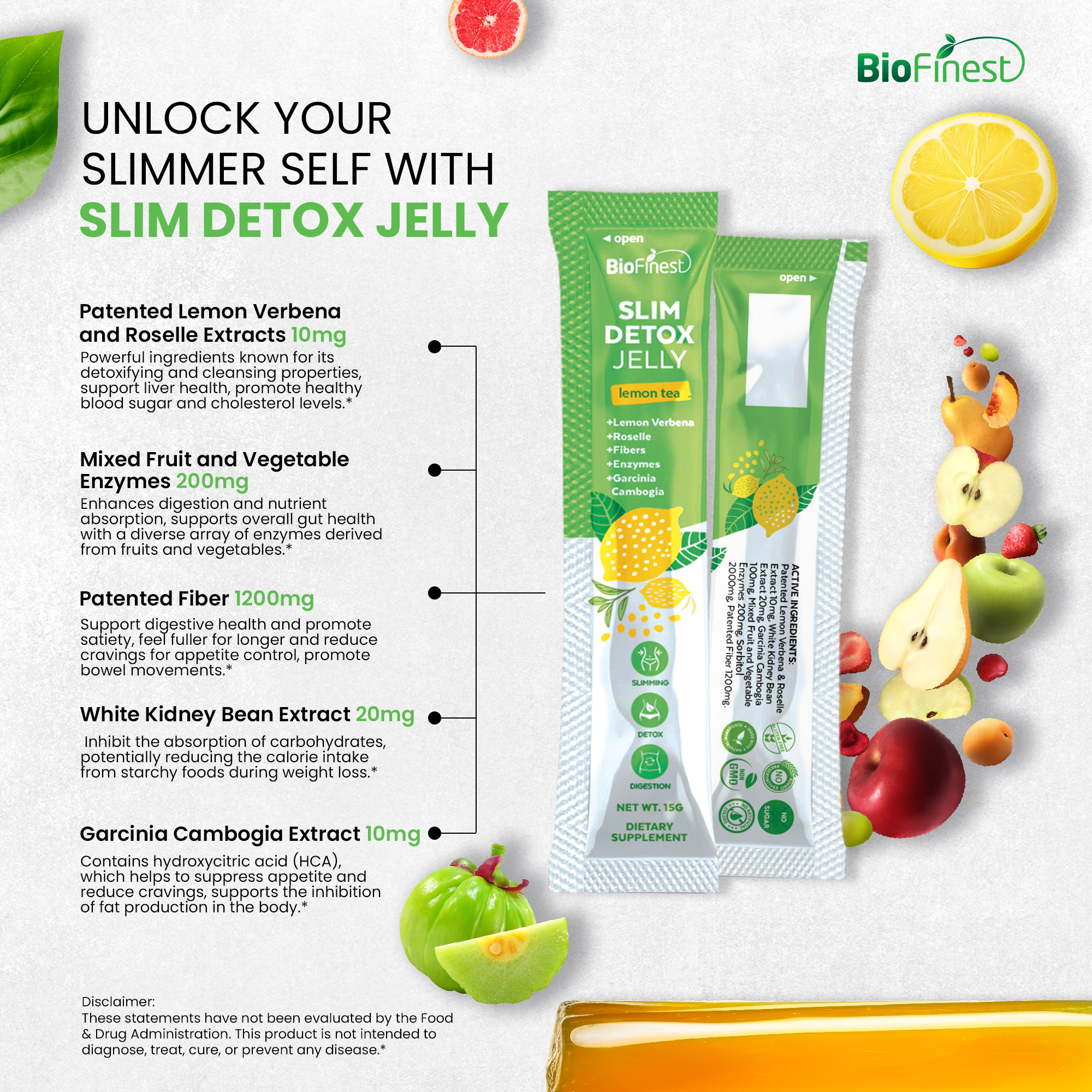 Biofinest Slim Detox Jelly Supplement - Garcinia Enzyme Fiber Fat ...